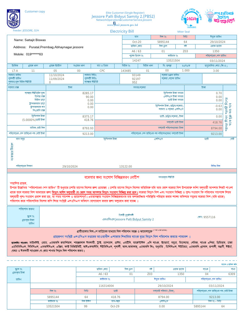 Electricity Bill 3 | PDF