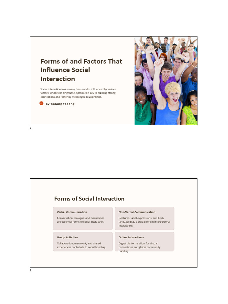 Forms of and Factors That Influence Social Interaction | PDF | Communication | Extraversion And ...