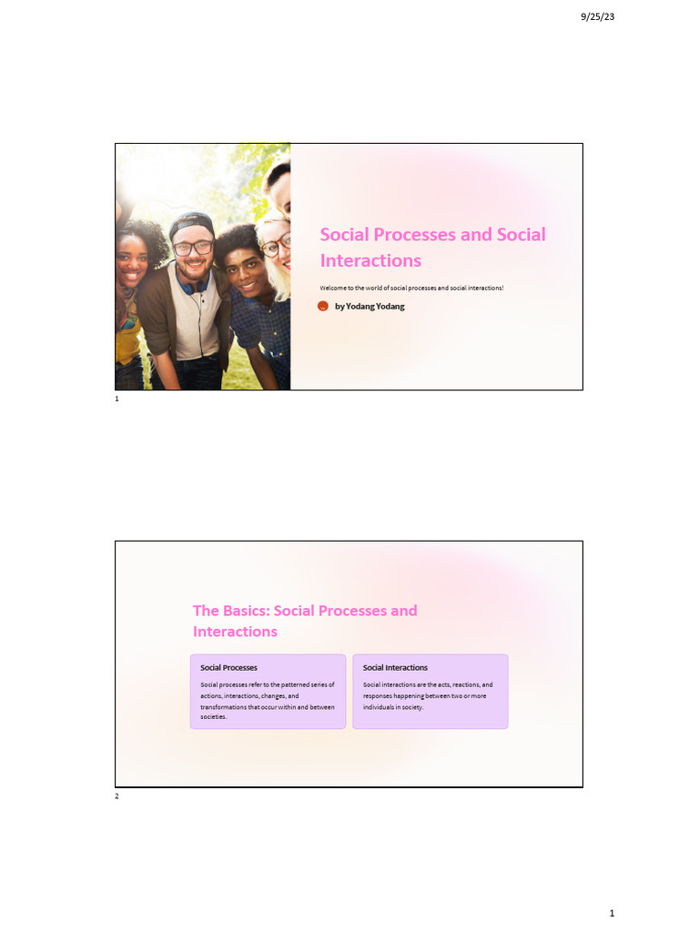 Understanding Social Processes & Interactions | PDF | Society | Social ...