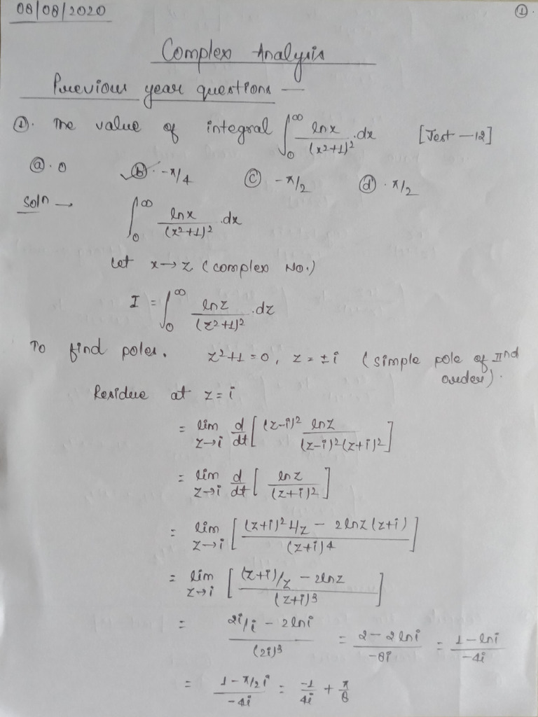 Aanya.... Jest (Complex Analysis) | PDF