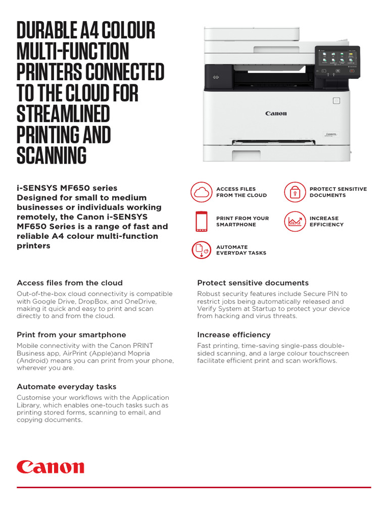 Canon i-SENSYS MF650 Series Overview | PDF | Image Scanner | Smartphone