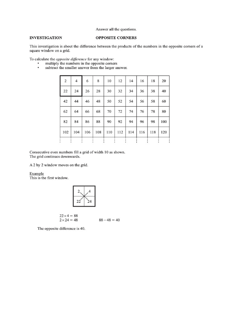 Opposite Corners - Invst | PDF
