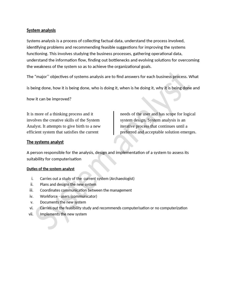 System Analysis | PDF