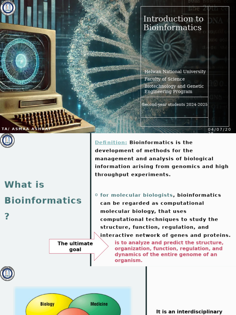 Sec1 Introduction to Bioinformatics | PDF | Bioinformatics | National ...