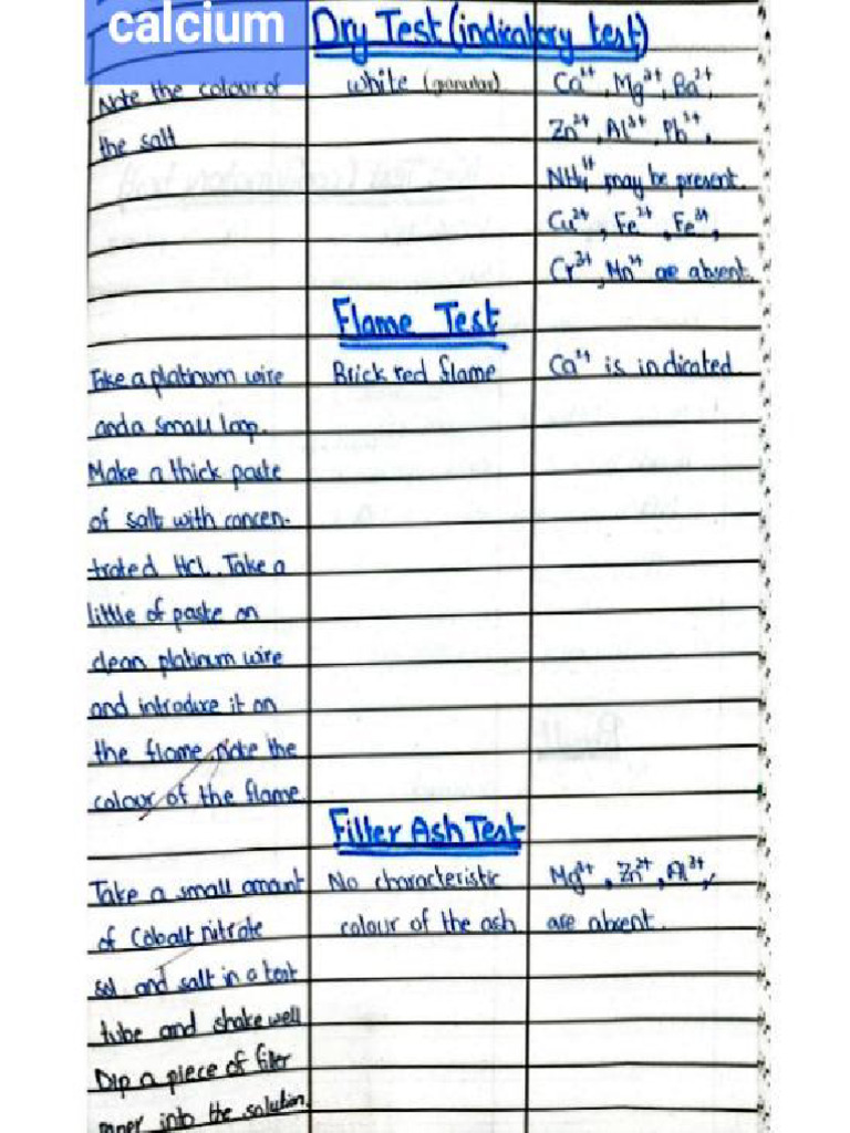 Calcium Cation - Salt Analysis 2nd Year | PDF