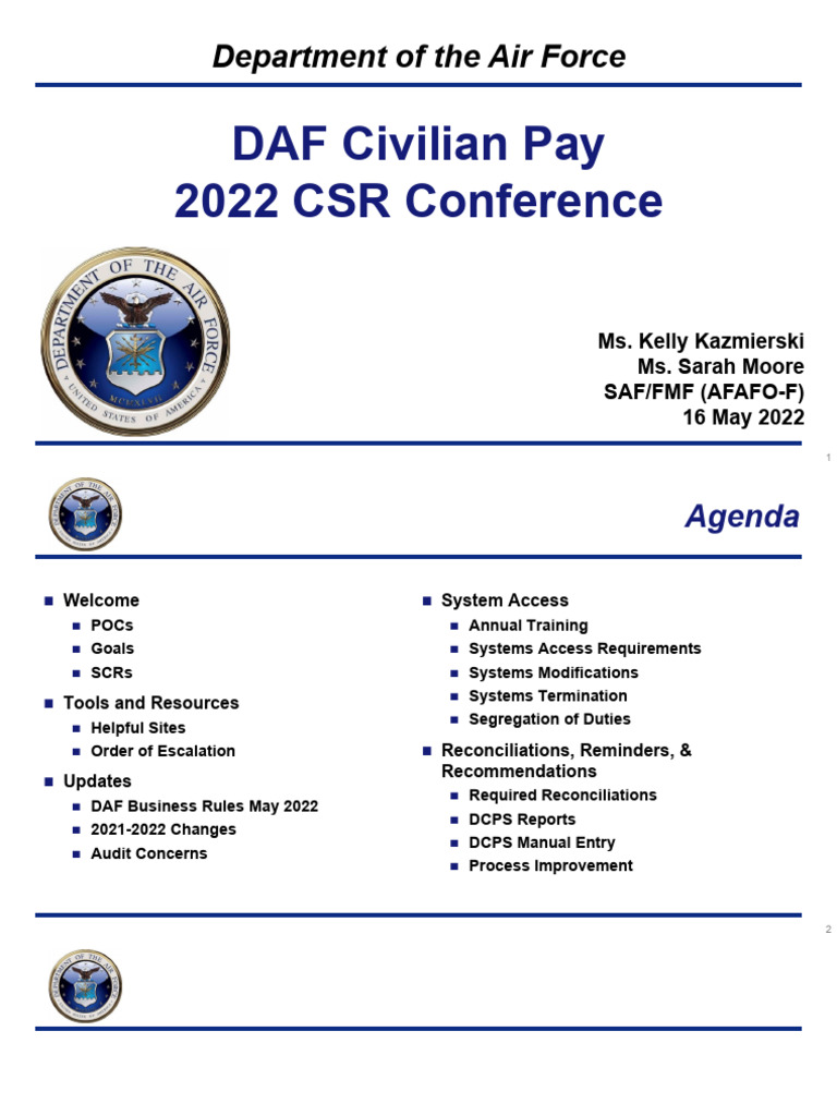 C. 2022 DAF Civilian Pay CSR Conference Slides. FINAL SB | PDF ...