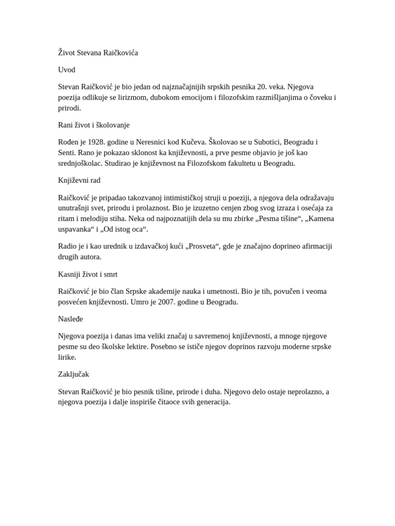 Zivot Stevan Raickovic | PDF