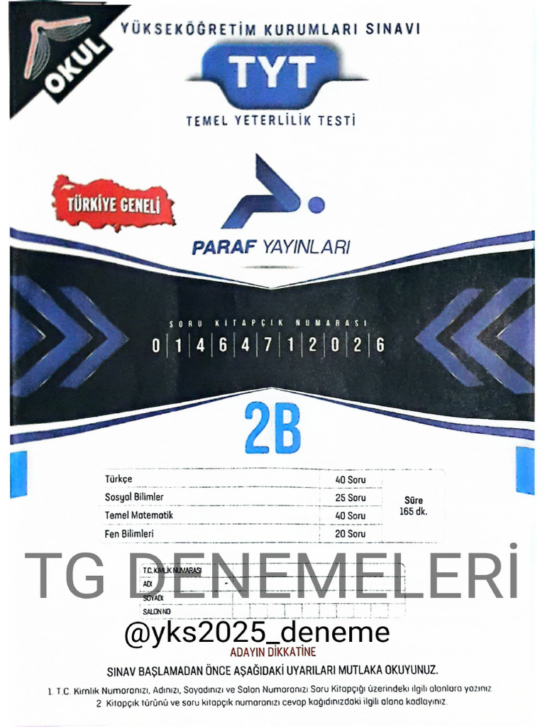 Paraf Okul TG TYT 2 (Karlanmış) 2025 | PDF