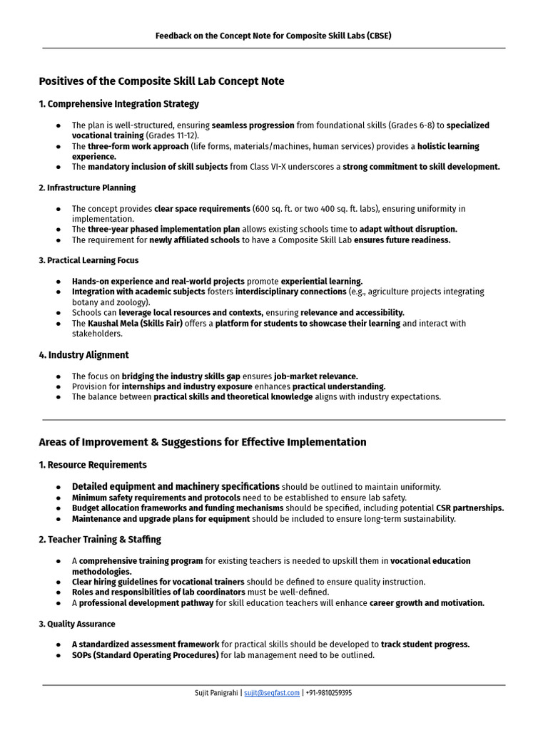 Feedback On The Concept Note For The Composite Skill Lab - 17 Feb 2025 ...