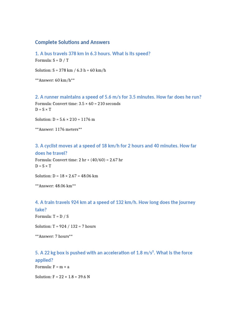 Speed Force Calculations | PDF