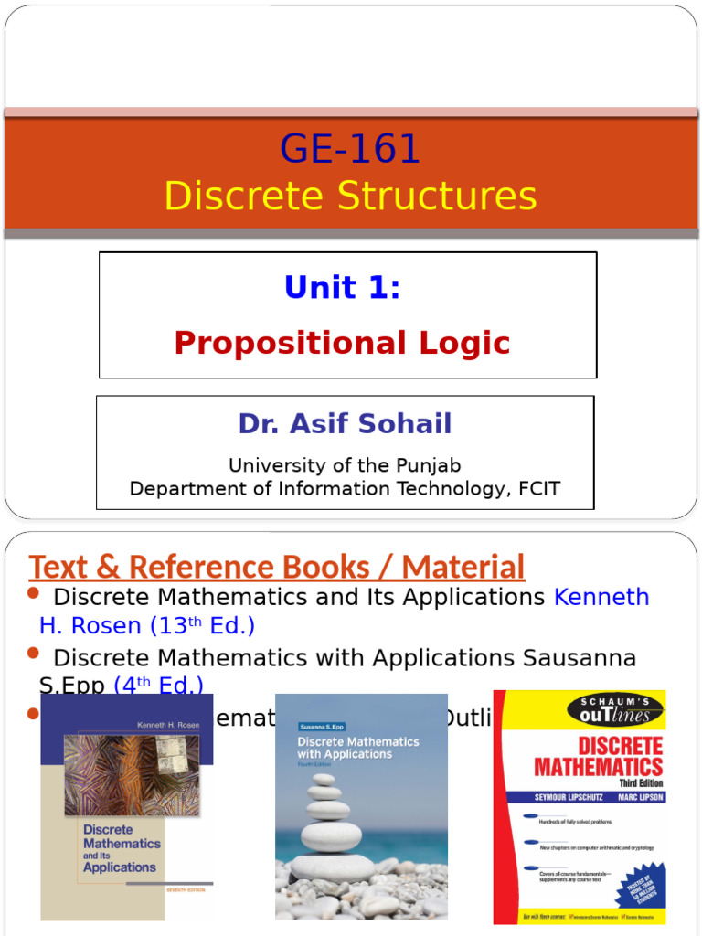 Unit#1 Propositional Logic | PDF | If And Only If | Contradiction