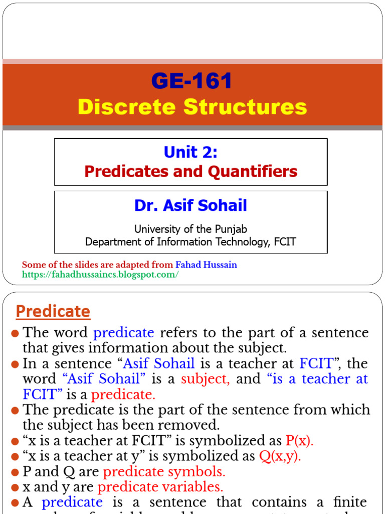 Unit#2 Predicates and Quantifiers | PDF | Mathematical Concepts ...