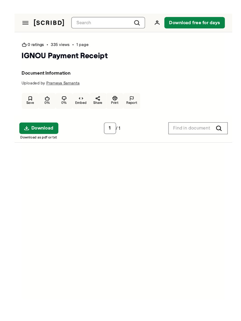 Www.scribd.comdocument810762174IGNOU Payment Receipt | PDF