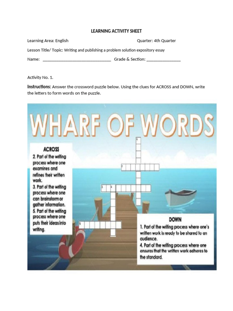 Problem Solution Essay Activity Sheet Pdf