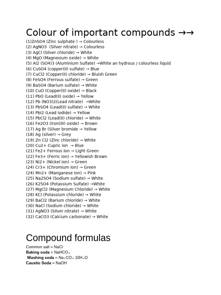 Chemistry Important Points | PDF