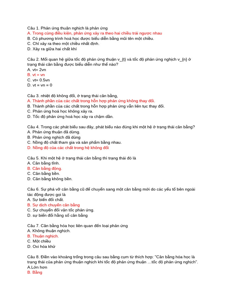 Hoá b1, b1 (No BT) | PDF