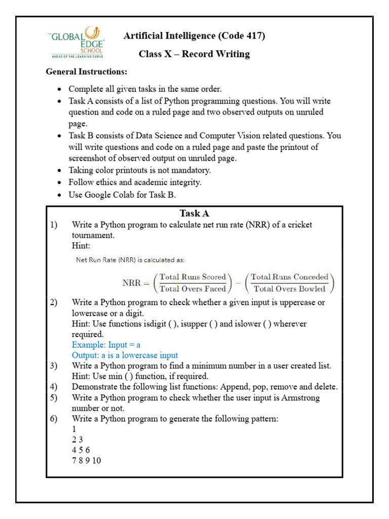 GR X Record Writing Questions | PDF | Python (Programming Language) | Computing