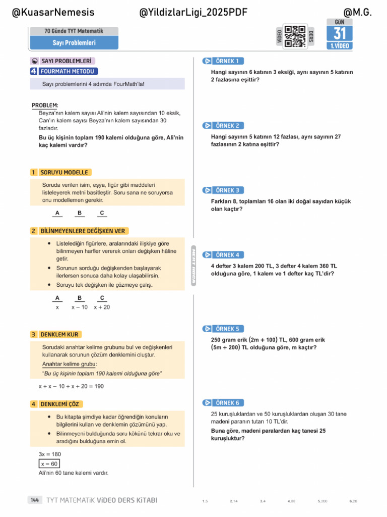 Mert Hoca Tyt Matematik Problemler Fasikulu | PDF
