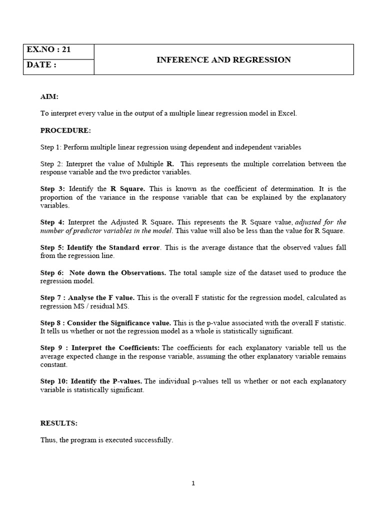 Business Analytics Experiements 21 - 30 (1) | PDF | Coefficient Of Determination | Linear Regression