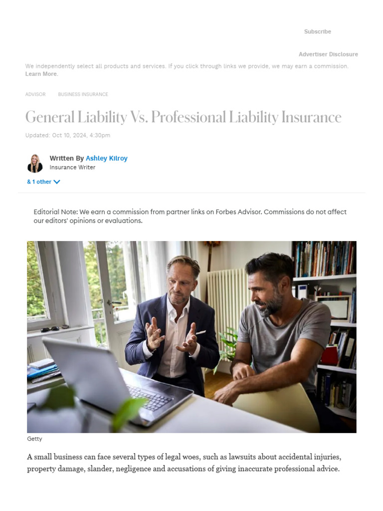 General Liability vs. Professional Liability Insurance - Forbes Advisor ...