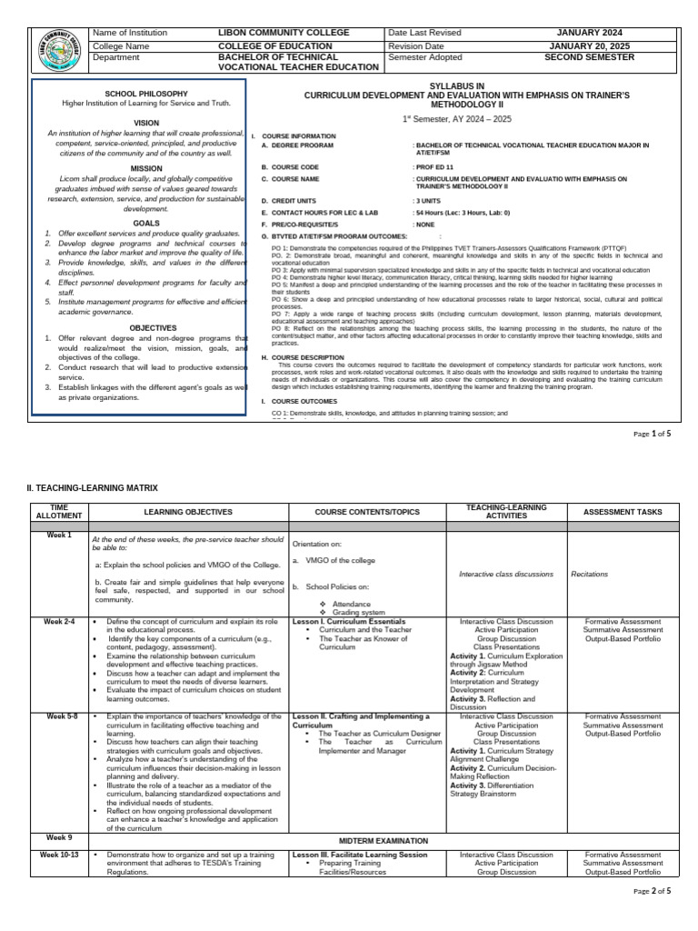 Prof-Ed-11.curriculum-Development-And-Evaluation-With-Emphasis-On-Trainers-Methodology-2 2 | PDF ...