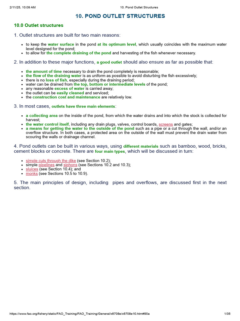 Pond Outlet Structures | PDF | Concrete | Pipe (Fluid Conveyance)