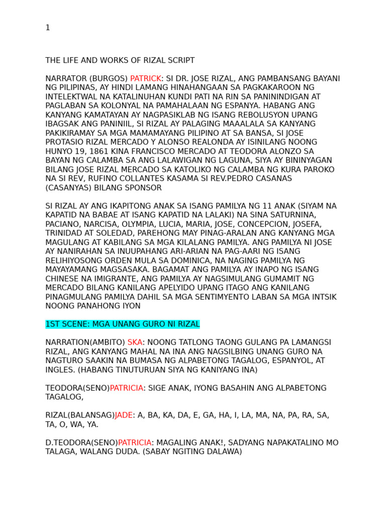 Updated Rizal Script | PDF