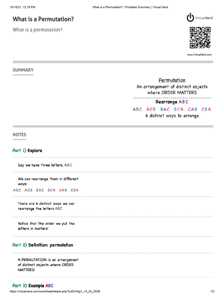 Understanding Permutations: A Summary | PDF