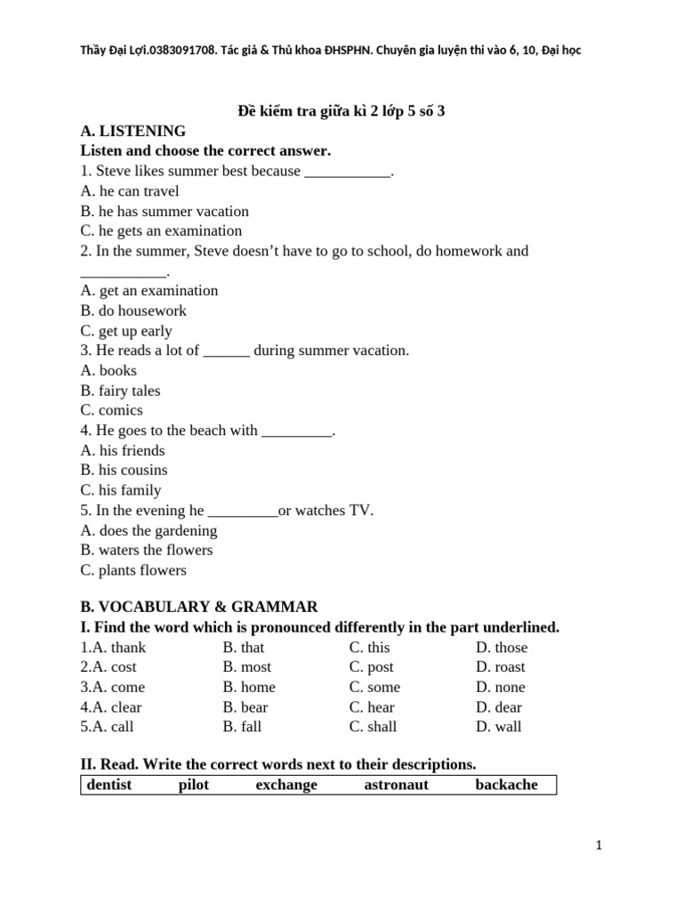 Grade 5 Midterm Exam Sample | PDF