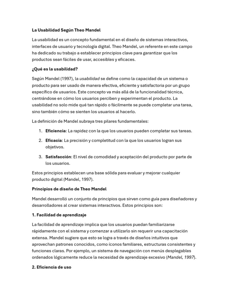 Usabilidad según Theo Mandel | PDF | Usabilidad | Diseño