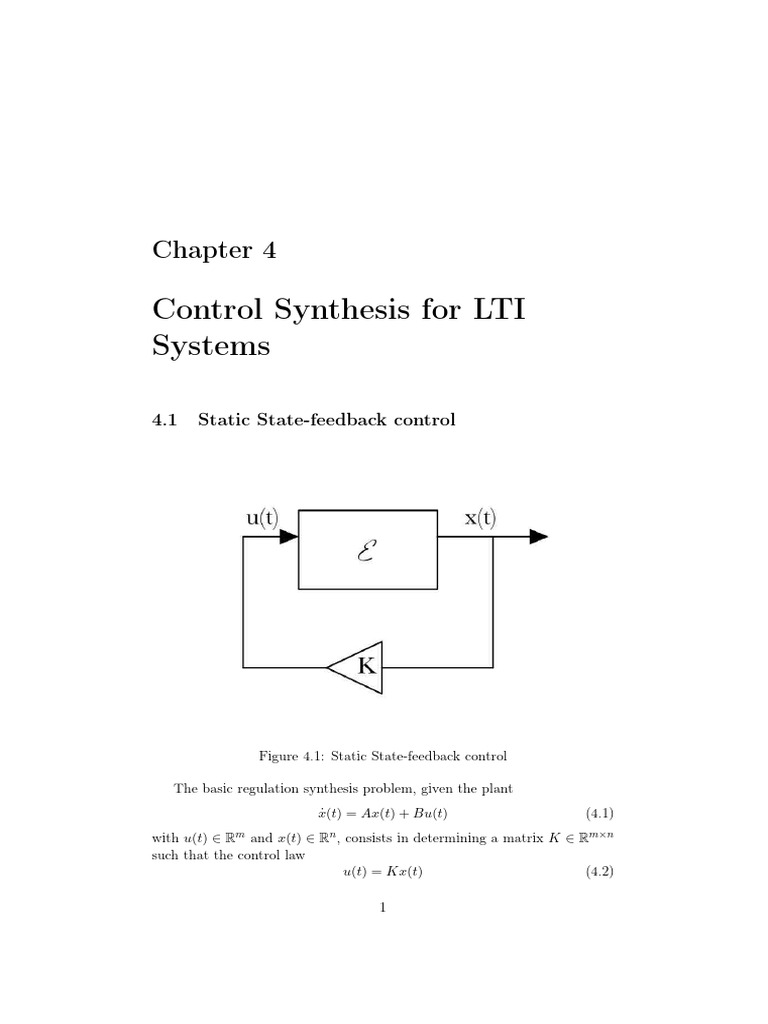 Chapter 4 - Control Synthesis For LTI Systems | PDF | Differential Equations | Mathematical Objects