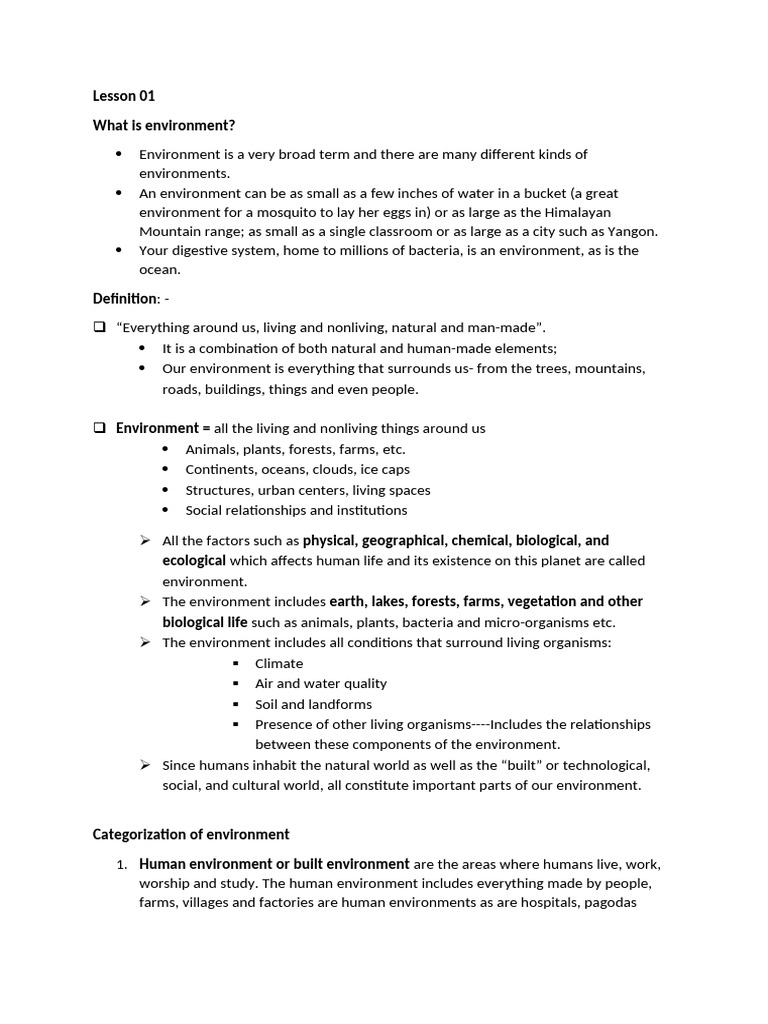Lesson 01 What Is Environment | PDF | Natural Environment | Mountains