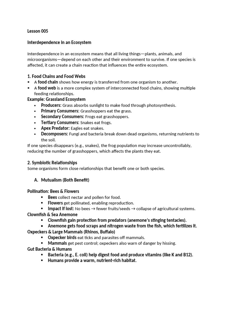 Lesson 05 Interdependence in an Ecosystem-II | PDF | Foods | Predation