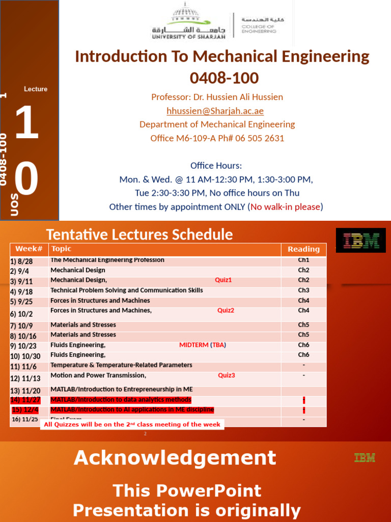 0408-100 Introduction To Mechanical Engineering Fall 23-24 - 10 ...