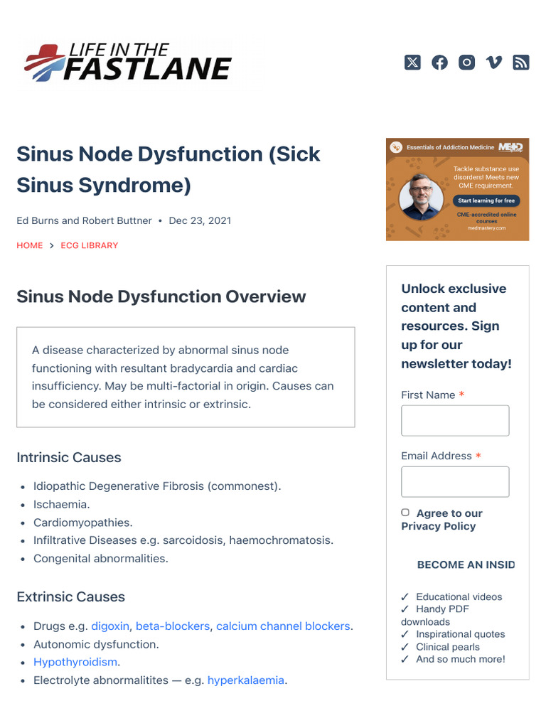 Sinus Node Dysfunction (Sick Sinus Syndrome) • LI… | PDF ...