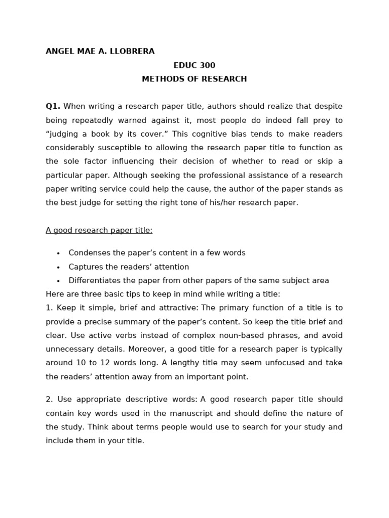 Educ 300 Angel Mae A. Llobrera | PDF | Validity (Statistics) | Cognition