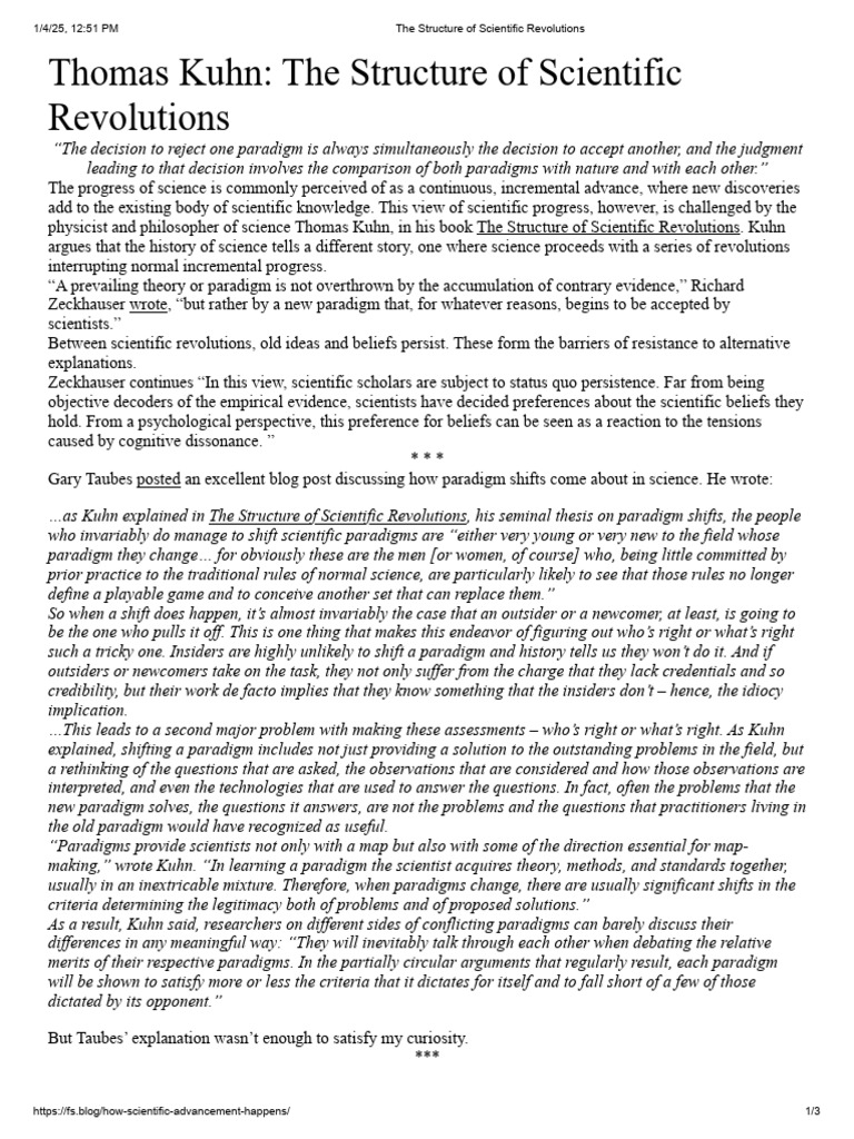 Kuhn's Paradigm Shifts in Science | PDF | Paradigm | Science