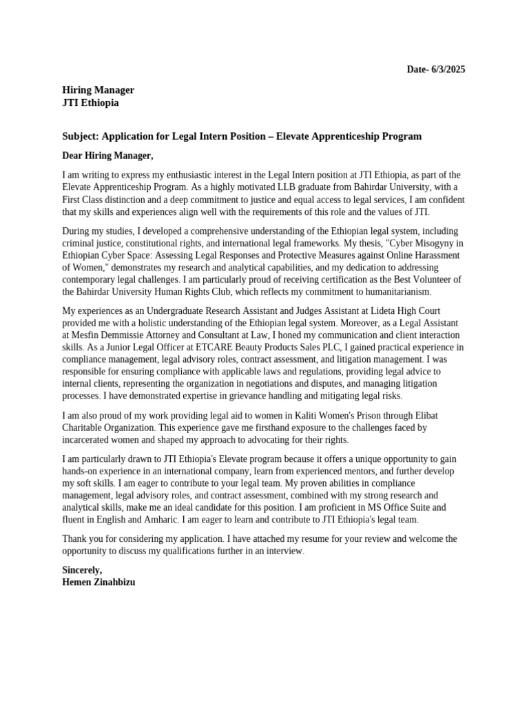 Cover Letter For Jti 2 | PDF | Lawyer | Justice