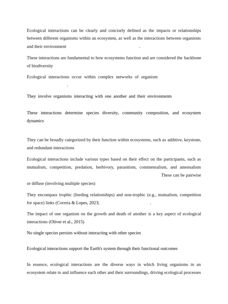 Understanding Ecological Interactions | PDF | Ecology | Ecosystem