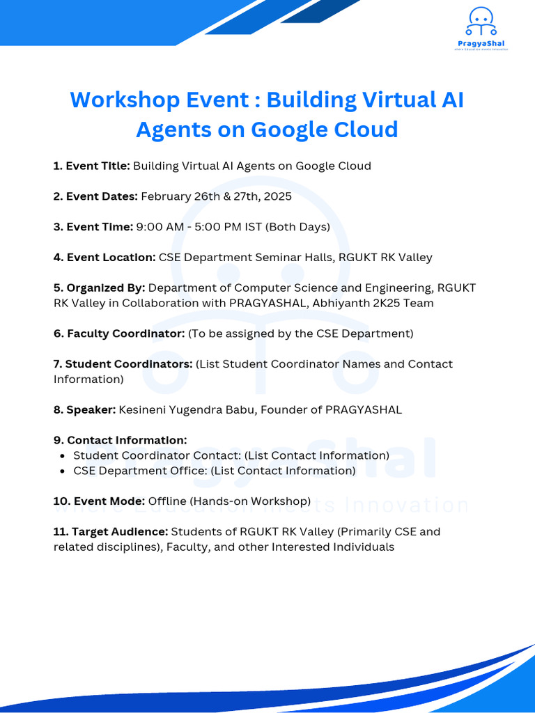 Abhiyanth Workshop Building Virtual AI Agents On Google Cloud | PDF | Artificial Intelligence ...