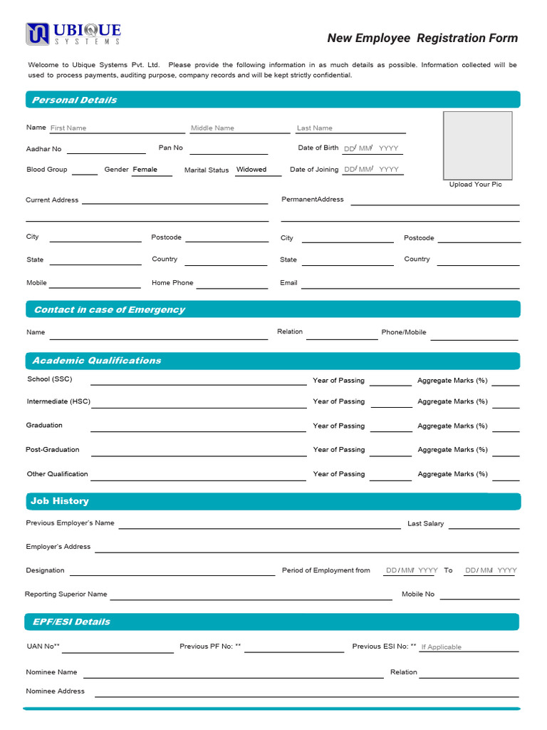 Employee Registration Form India@v1.4 - New | PDF