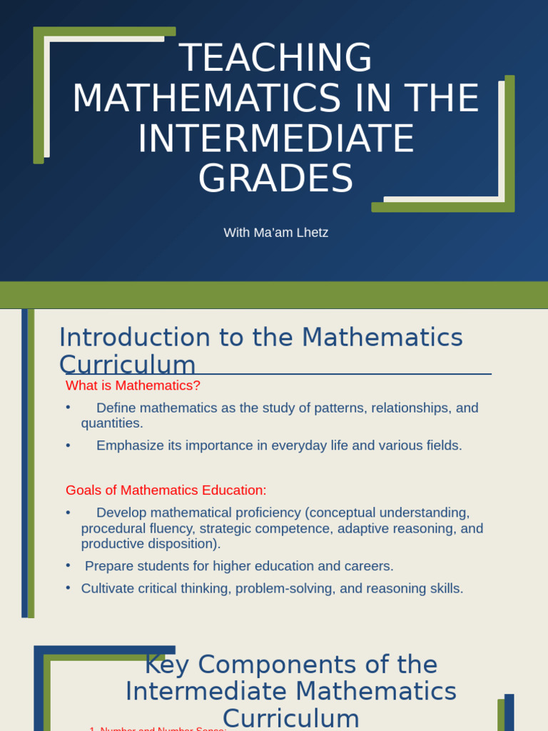 Intermediate Math Curriculum Overview | PDF | Mathematics | Learning