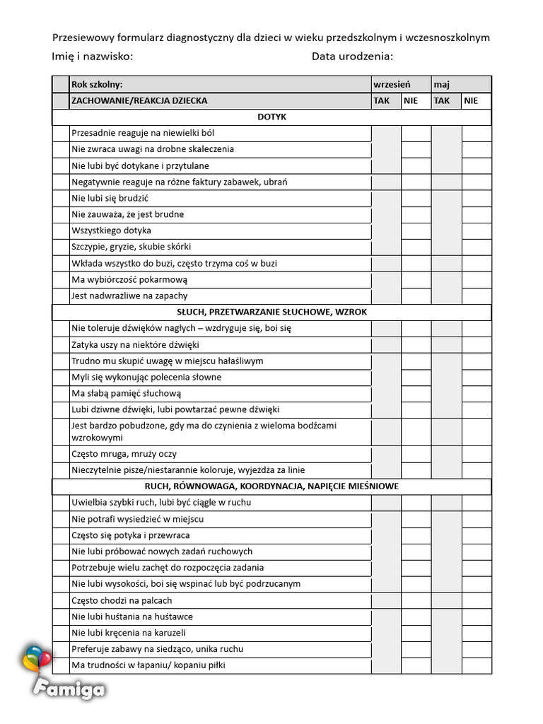 Formularz Przesiewowy | PDF