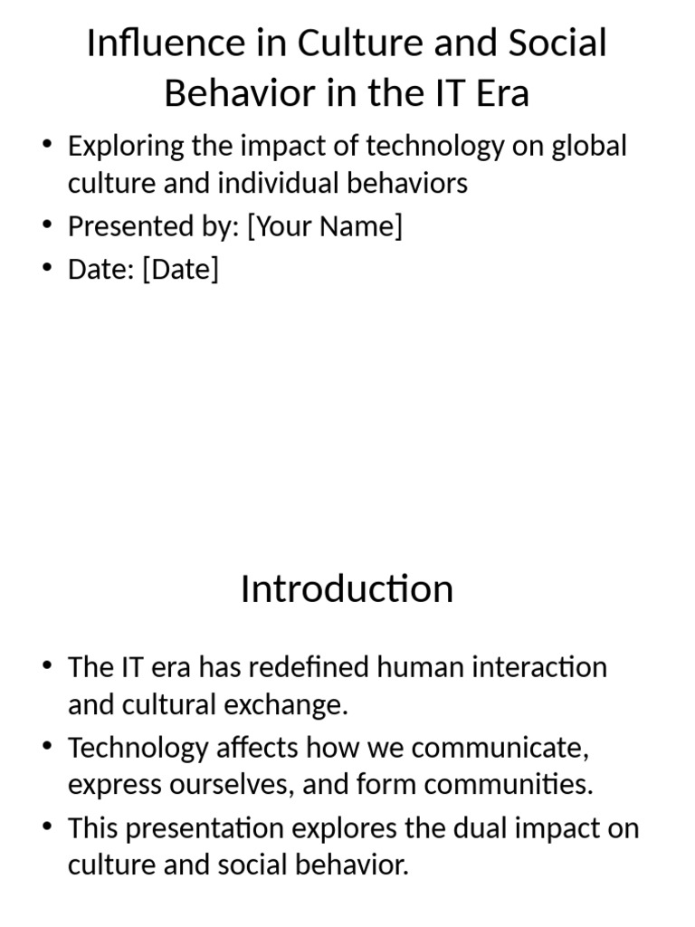 Detailed Influence Culture Social Behavior IT Era | PDF | Social Media ...