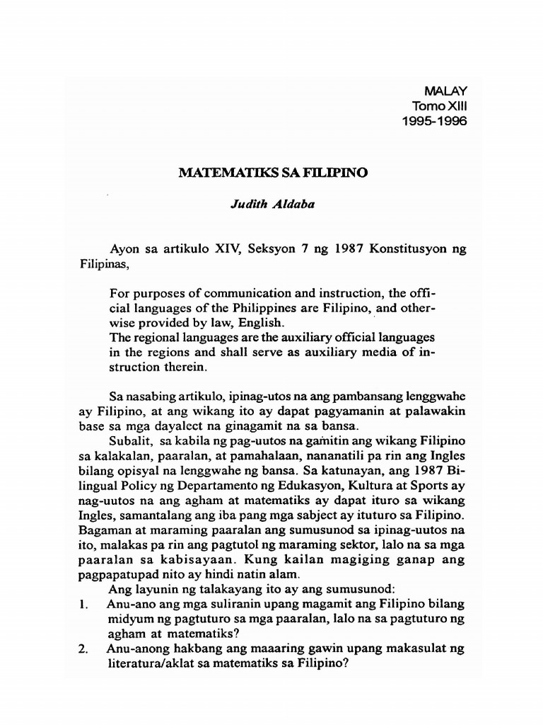 Matematiks Sa Filipino | PDF