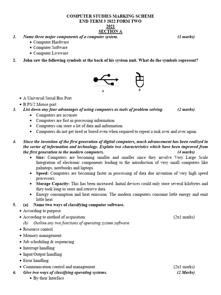 Computer Studies f2 Ms Model10112022002 | PDF | Cursor (User Interface) | Computer Data Storage