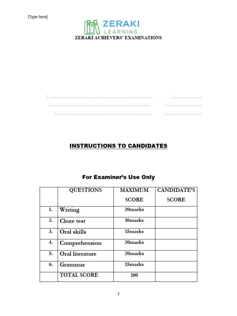 Zeraki Achievers 5.0 - February 2022 Questions | PDF | Area | Length
