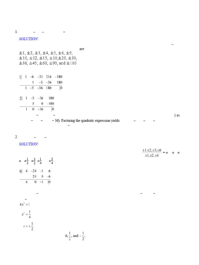 2.4 Real Zeros of Polynomial Functions ans 部分 | PDF | Factorization ...