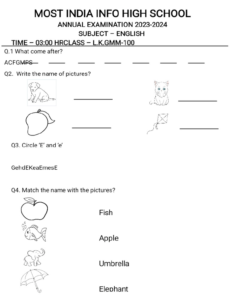 Nursery, LKG Paper File | PDF