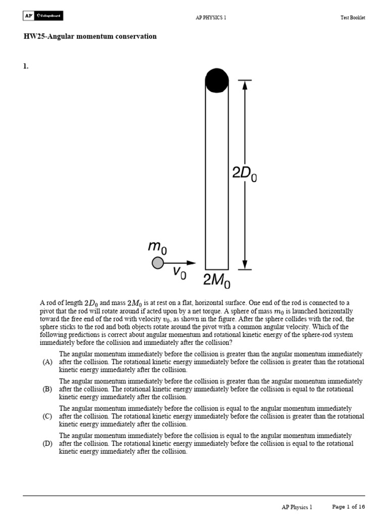 HW25-Angular momentum conservation | PDF | Rotation Around A Fixed Axis ...